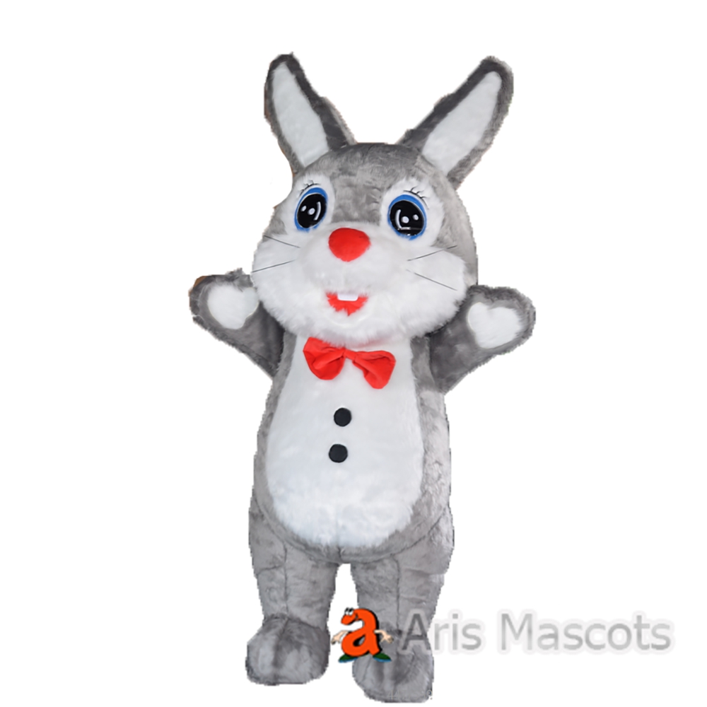 Inflatable Bunny Rabbit Costume, Grey and Red Easter Bunny Blow Up Suit ...