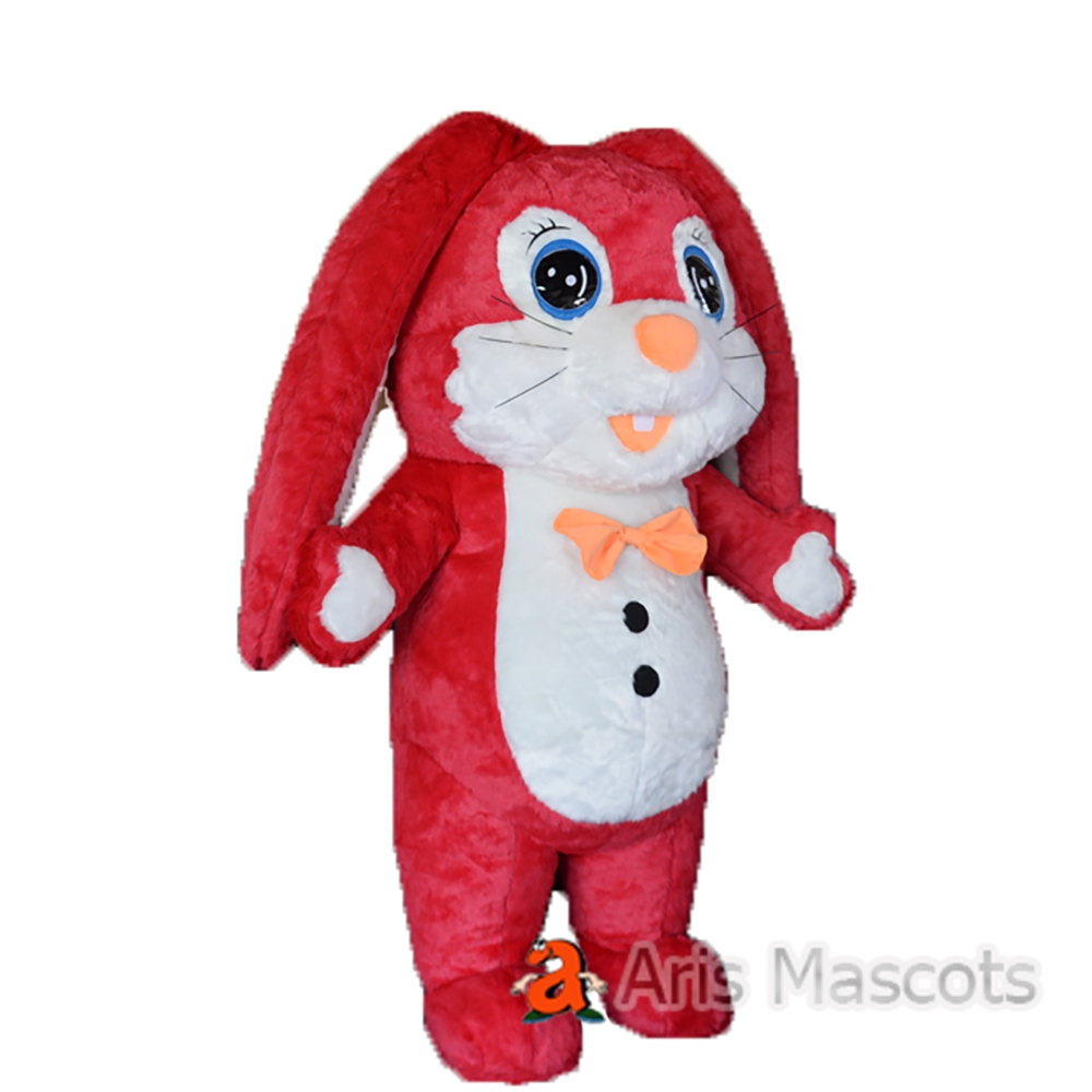 Inflatable Bunny Rabbit Costume, Grey and Red Easter Bunny Blow Up Suit ...